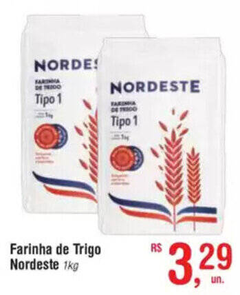 Farinha de Trigo Nordeste 1 kg oferta na Fort Atacadista