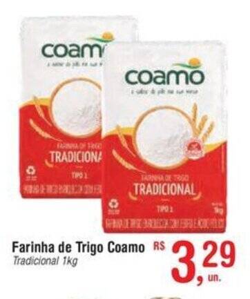 Farinha de Trigo Coamo Tradicional 1 kg oferta na Fort Atacadista