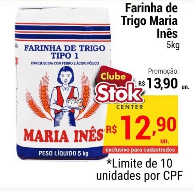 Farinha de Trigo Maria Ines 5kg oferta na Stok Center