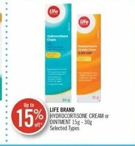 Life brand hydrocortisone cream 15g offer at Shoppers Drug Mart