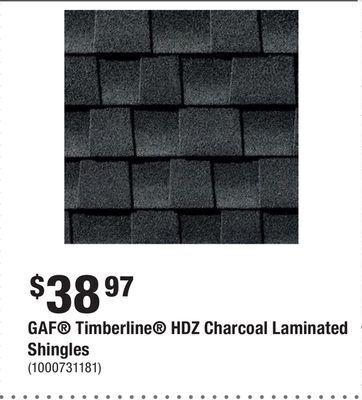 Gaf® timberline® hdz charcoal laminated shingles offer at Home Depot