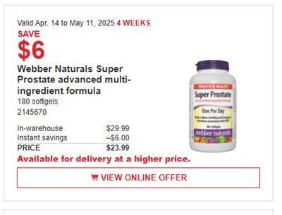 Webber Naturals Super Prostate Advanced Multi Ingredient Formula offer ...