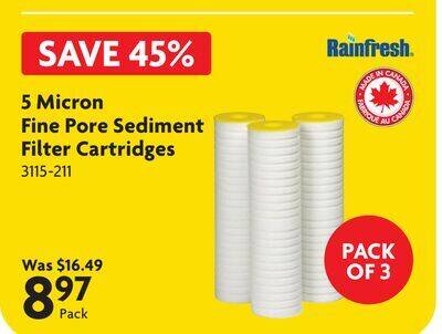 5 Micron Fine Pore Sediment Filter Cartridges offer at Home Hardware