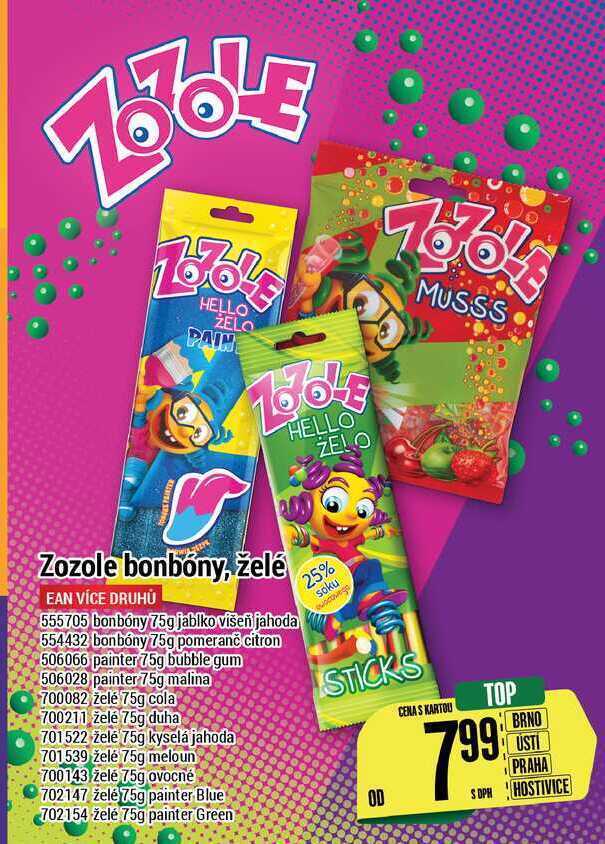 Zozole bonbóny, želé nabídky v Tamda Foods