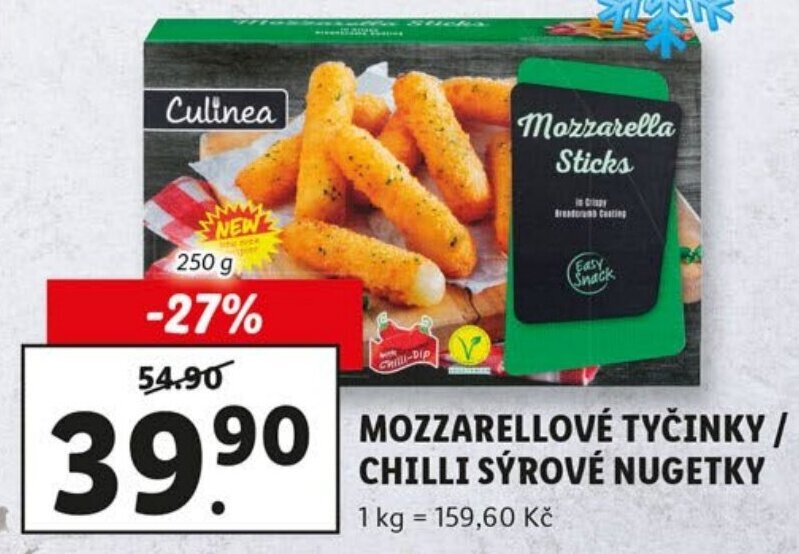 Culinea Mozzarellové tyčinky/Chilli sýrové nugetky 250g nabídka v Lidl