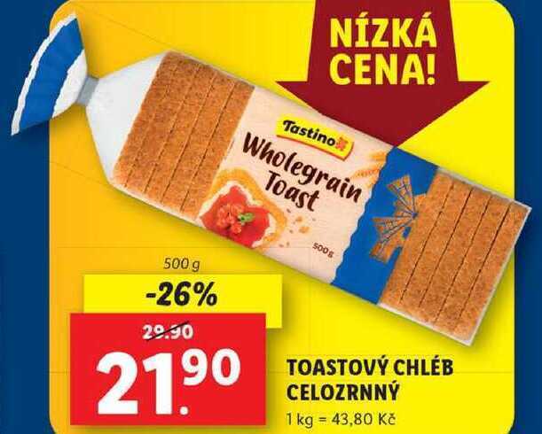 Toastový chléb celozrnný, 500 g nabídky v Lidl