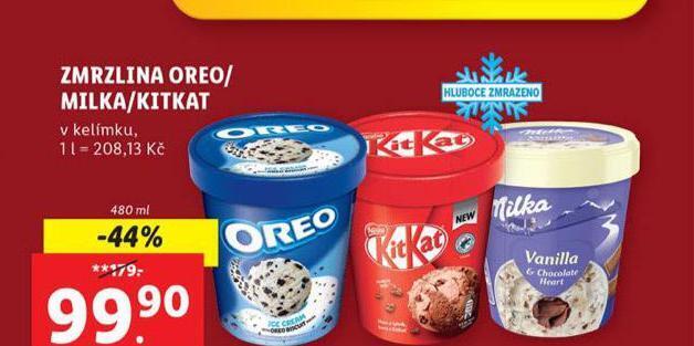 Zmrzlina oreo / milka / kitkat nabídky v Lidl