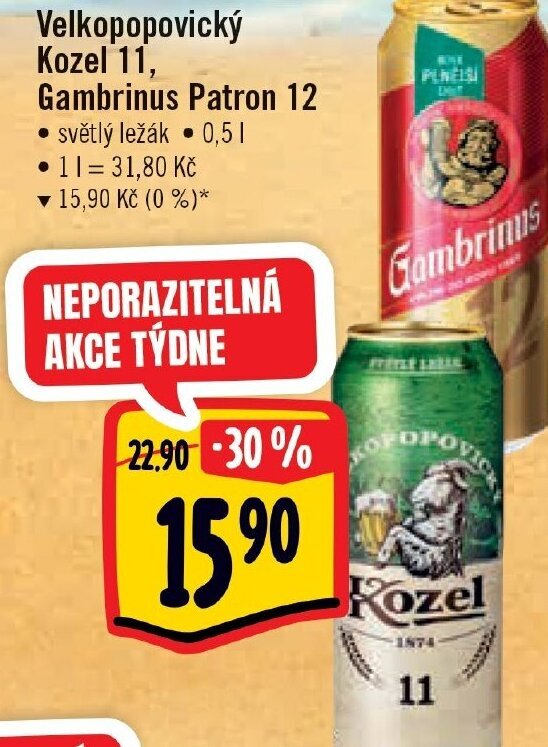 Velkopopovický Kozel 11, Gambrinus Patron 12 nabídky v Albert