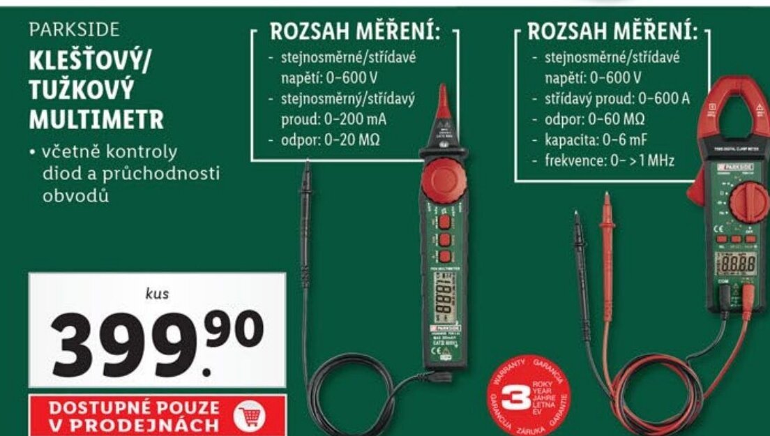 PARKSIDE KLEŠŤOVÝ/ TUŽKOVÝ MULTIMETR nabídky v Lidl