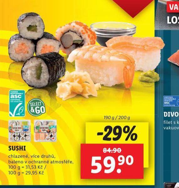 Sushi nabídky v Lidl