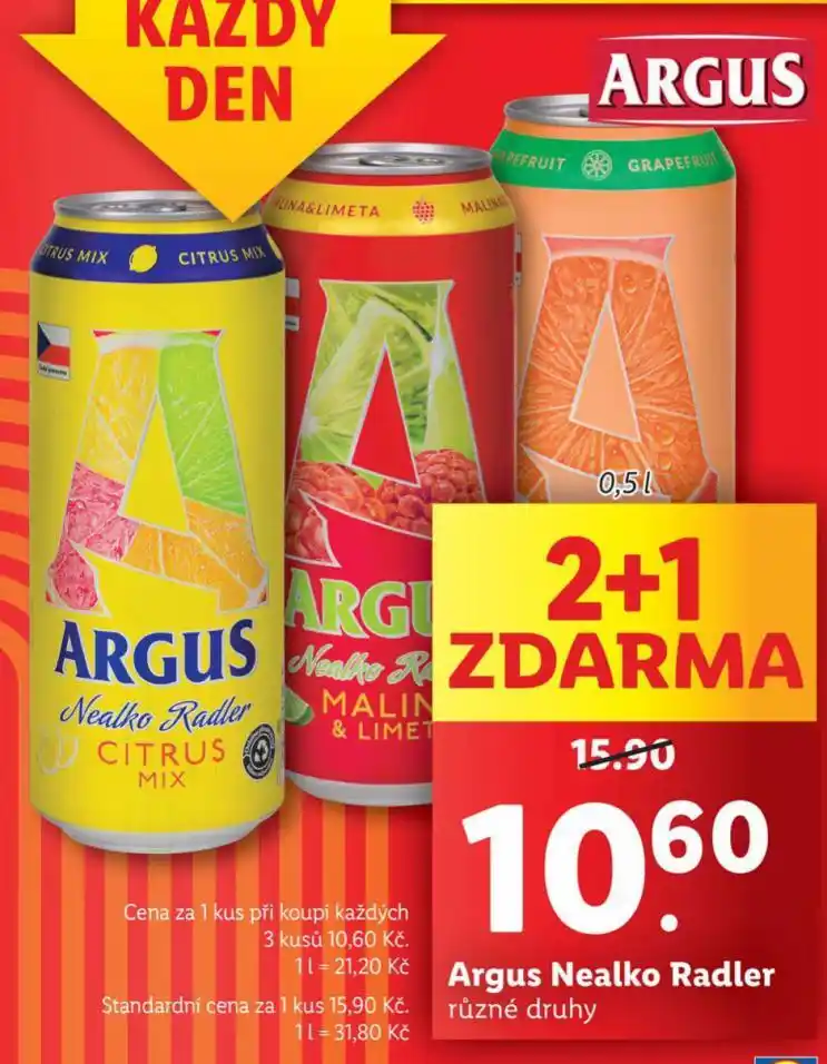 Argus nealko radler nabídky v Lidl