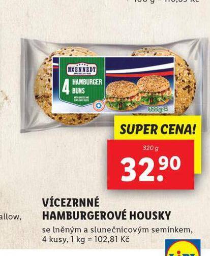 Hamburgerové housky akce a cena Lidl – kvě 2025