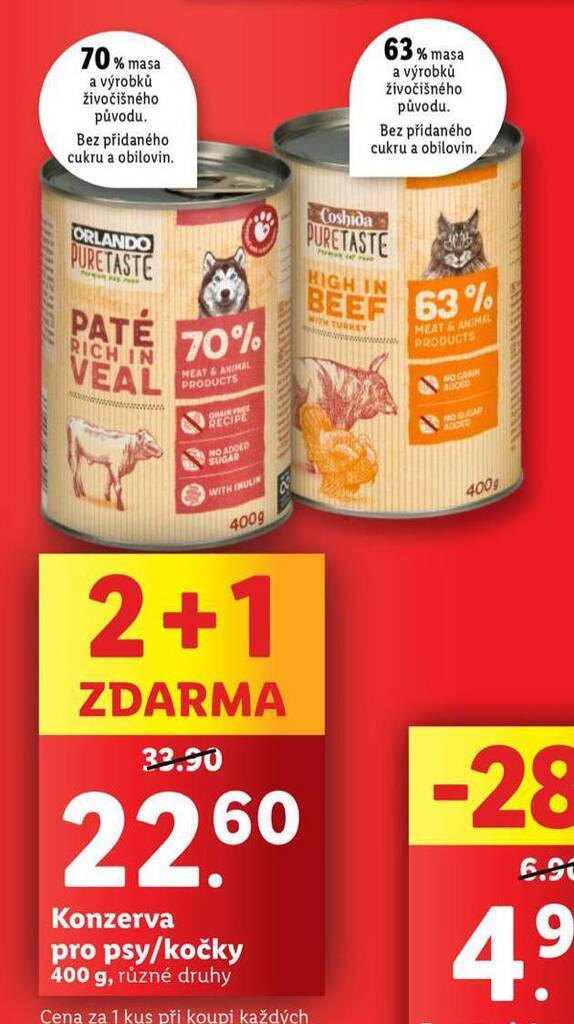 Konzerva pro psy nabídka v Lidl