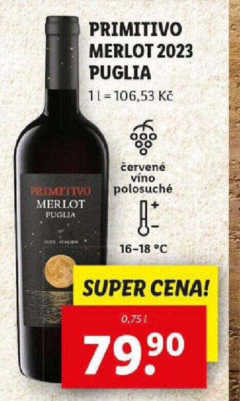 Primitivo Merlot 2023 Puglia 0.75 L nabídka v Lidl