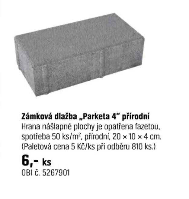 Zámková dlažba akce a cena OBI – kvě 2025