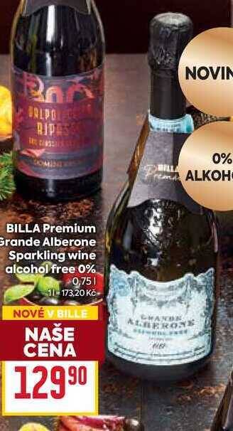 BILLA Premium Grande Alberone Sparkling wine alcohol free 0% 0,75l ...
