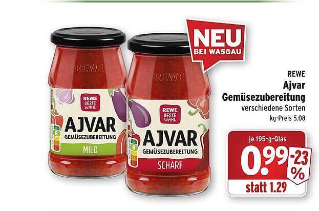 Rewe Ajvar Gemüsezubreitung Angebot bei Wasgau