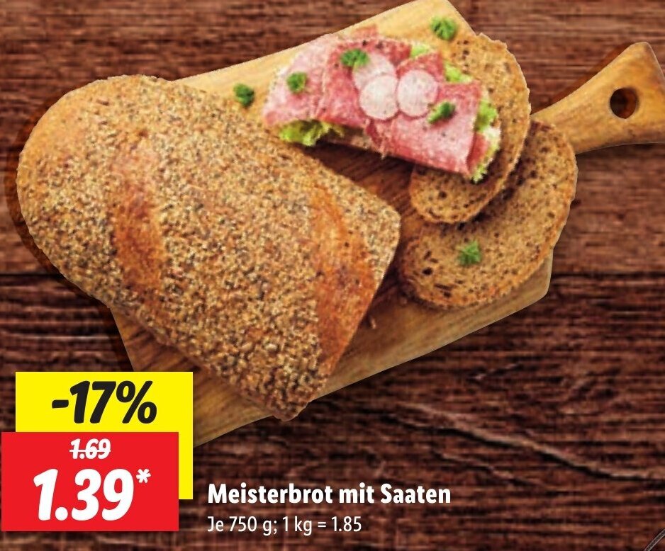 Meisterbrot mit Saaten 750 g Angebot bei Lidl