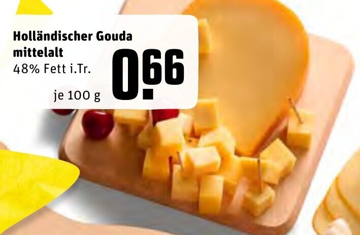 Holländischer Gouda mittelalt 100 g Angebot bei REWE Center