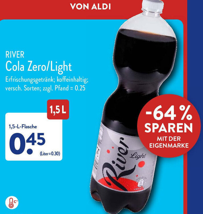 River Cola Zero/Light 1,5 L Flasche Angebot bei Aldi Nord