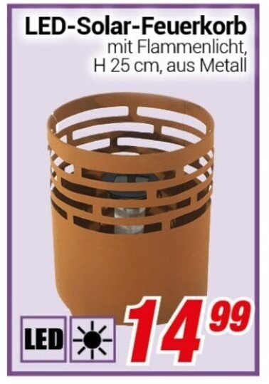 LED Solar Feuerkorb Angebot bei CENTERSHOP