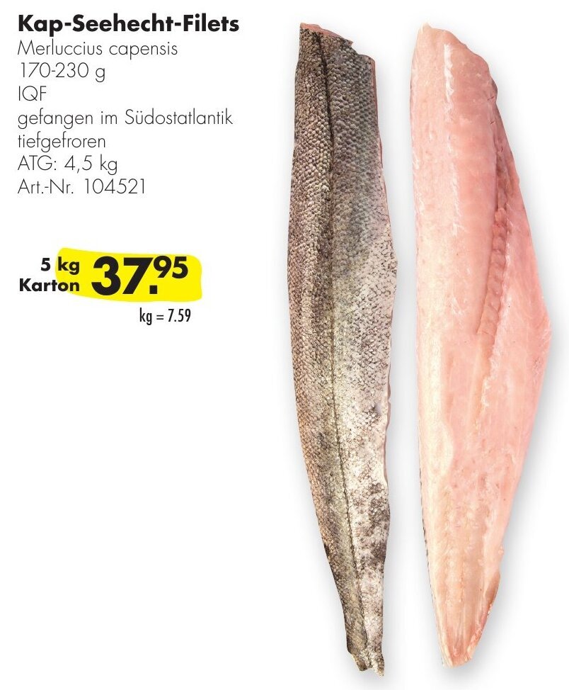 Kap Seehecht Filets 5 kg Karton Angebot bei Handelshof
