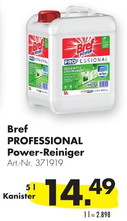 Bref Professional Power Reiniger 5 L Kanister Angebot bei Handelshof