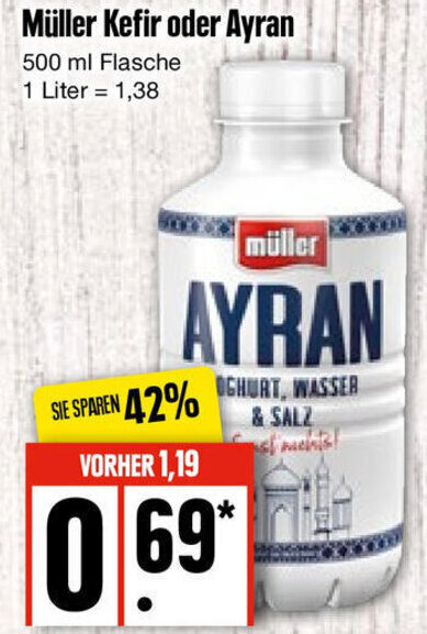 Müller Kefir oder Ayran 500 ml Flasche Angebot bei Edeka