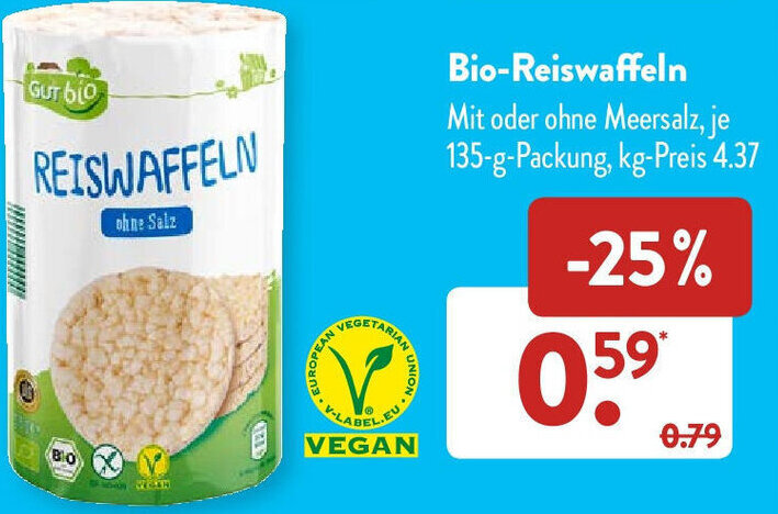 Bio Reiswaffeln 135 g Packung Angebot bei Aldi Süd