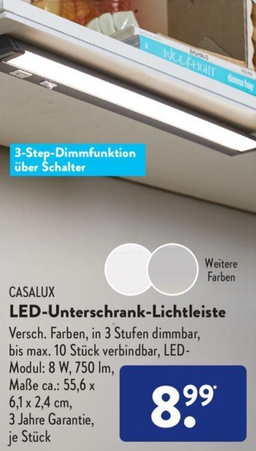 Casalux LED Unterschrank Lichtleiste Angebot bei Aldi Süd