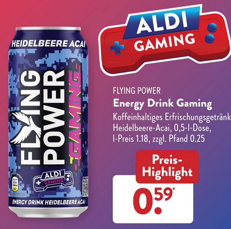 Flying Power Energy Drink Gaming 0,5 L Dose Angebot bei Aldi Süd
