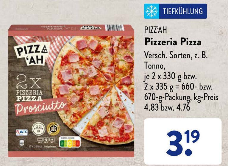 Pizz'ah Pizzeria Pizza 660-670 g Packung Angebot bei Aldi Süd
