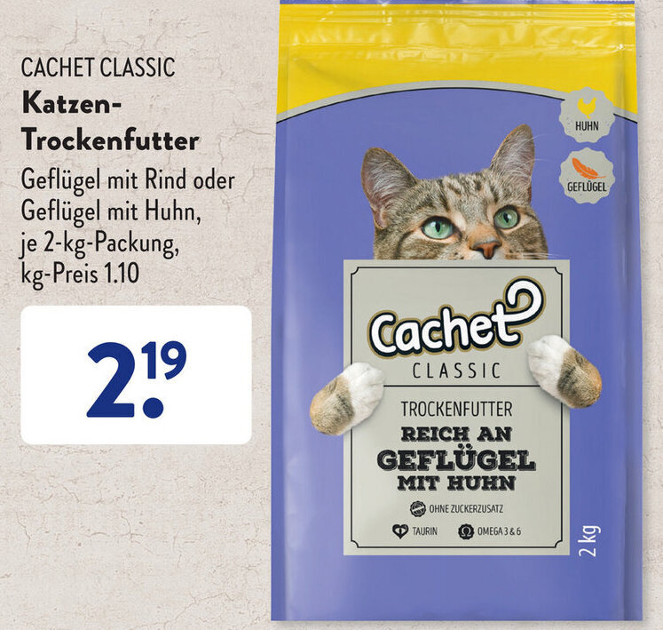 Cachet Classic Katzen Trockenfutter 2 kg Packung Angebot bei Aldi Süd