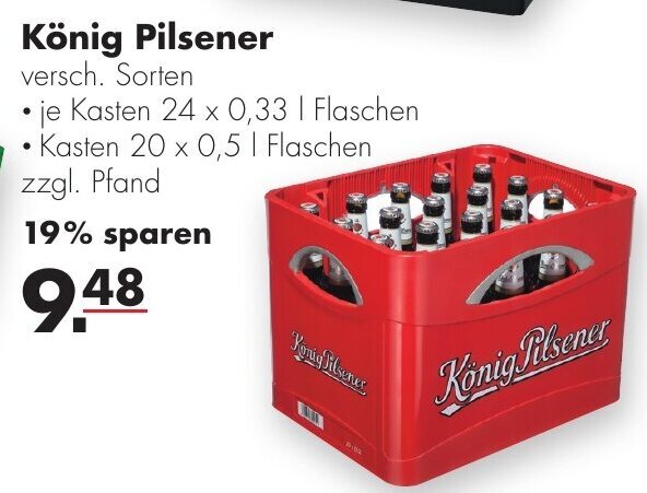 Konig Pilsener 20*500ml/24*330ml Angebot bei Handelshof