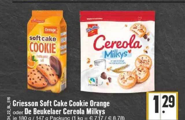 Griesson soft cake cookie orange oder de beukelaer cereola milkys ...