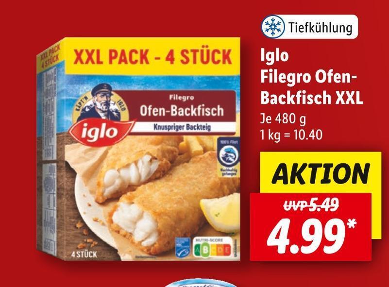 Iglo filegro ofen-backfisch xxl Angebot bei Lidl