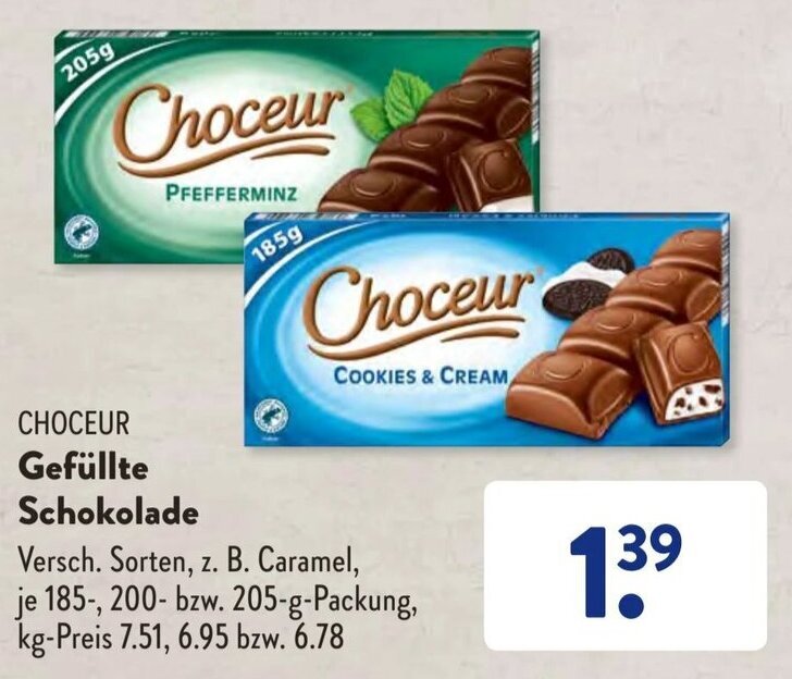 Choceur Gefüllte Schokolade 185, 200 oder 205 g Packung Angebot bei ...