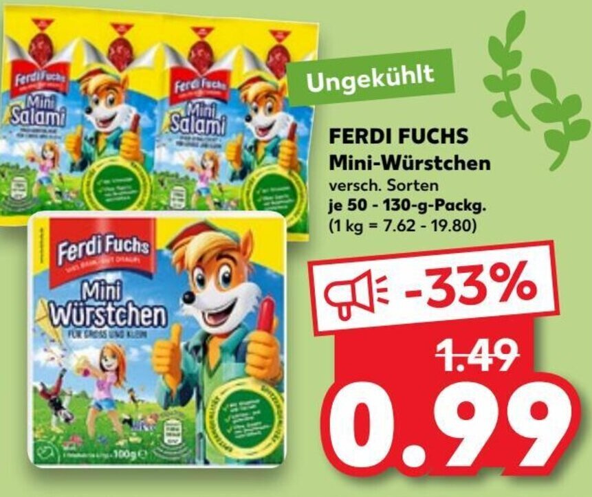 Ferdi Fuchs Mini Würstchen 50-130 g Packg. Angebot bei Kaufland