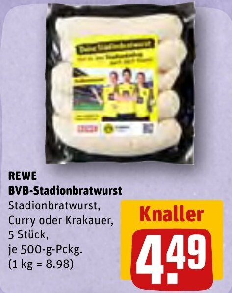 Rewe BVB Stadionbratwurst 500 g Pckg. Angebot bei REWE
