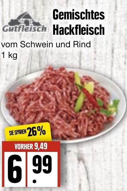 Gutfleisch Gemischtes Hackfleisch 1 kg Angebot bei Edeka Frischemarkt