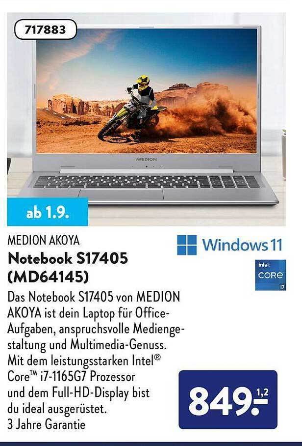 Medion akoya notebook s17405 md64145 Angebot bei Aldi Nord