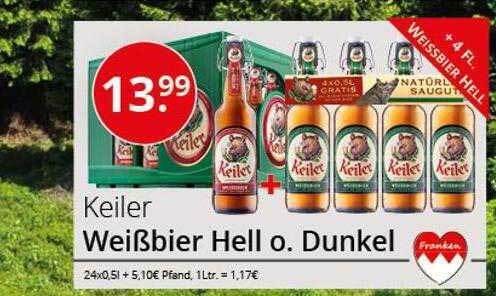 Keiler weißbier hell o. dunkel Angebot bei Sagasser