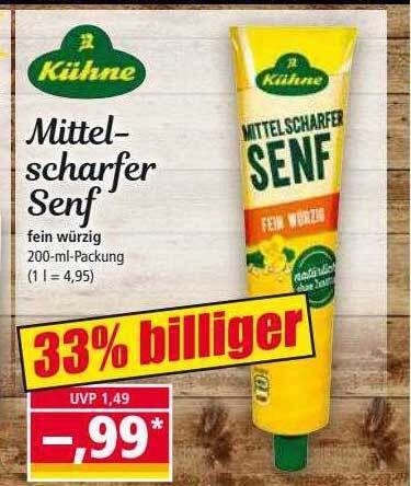 Kühne mittelscharfer senf Angebot bei Norma
