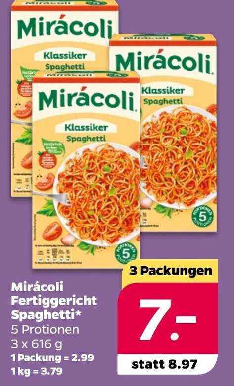 Mirácoli Fertiggericht Spaghetti 3 x 616 g Angebot bei NETTO