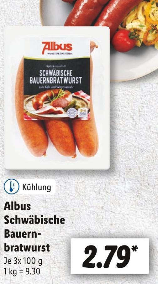 Albus schwäbische bauernbratwurst Angebot bei Lidl