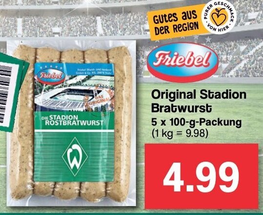 Friebel Original Stadion Bratwurst 5x100 g Packung Angebot bei Famila ...