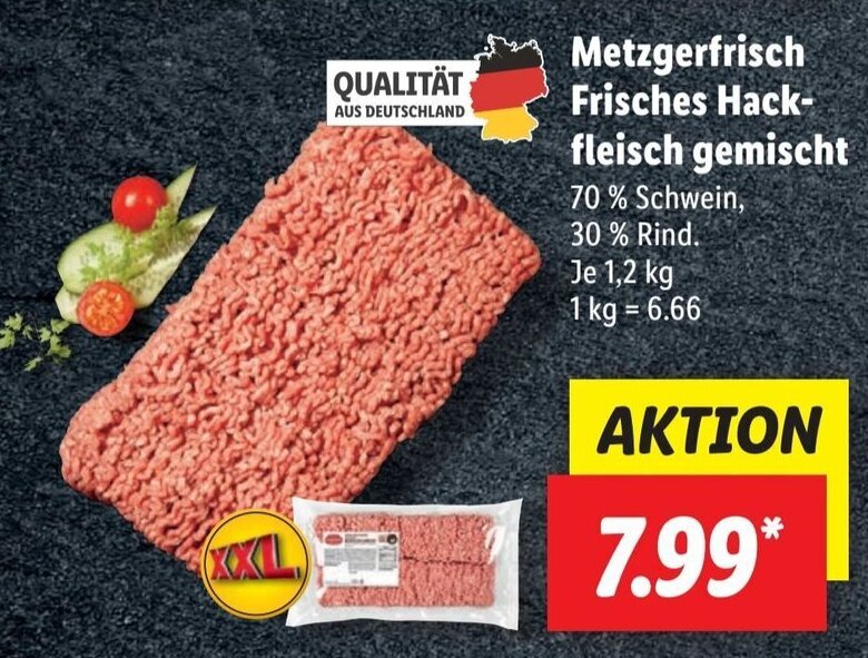 Metzgerfrisch Frisches Hackfleisch gemischt 1,2 kg Angebot bei Lidl