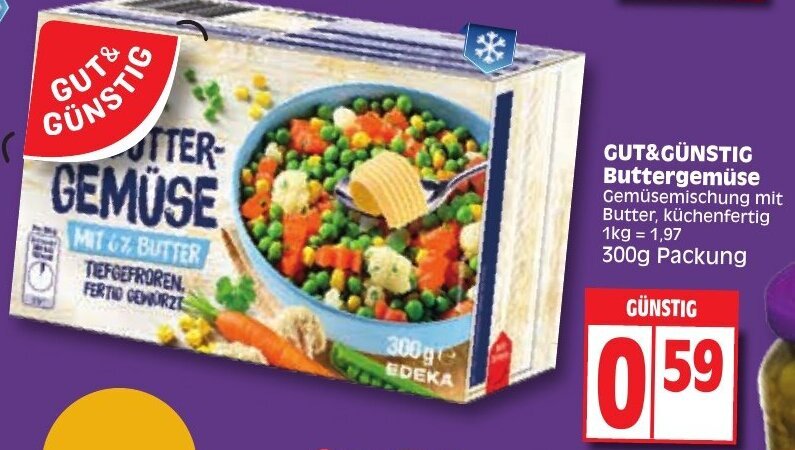 Gut & Günstig Buttergemüse 300 g Packung Angebot bei Edeka