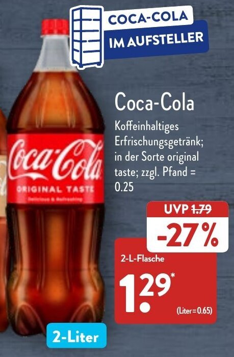 Coca-Cola 2 L Flasche Angebot bei Aldi Nord