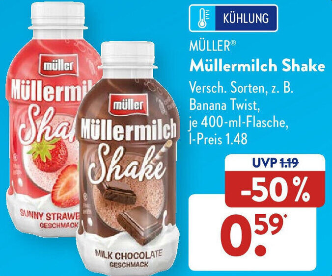 Müller Müllermilch Shake 400 ml Flasche Angebot bei Aldi Süd